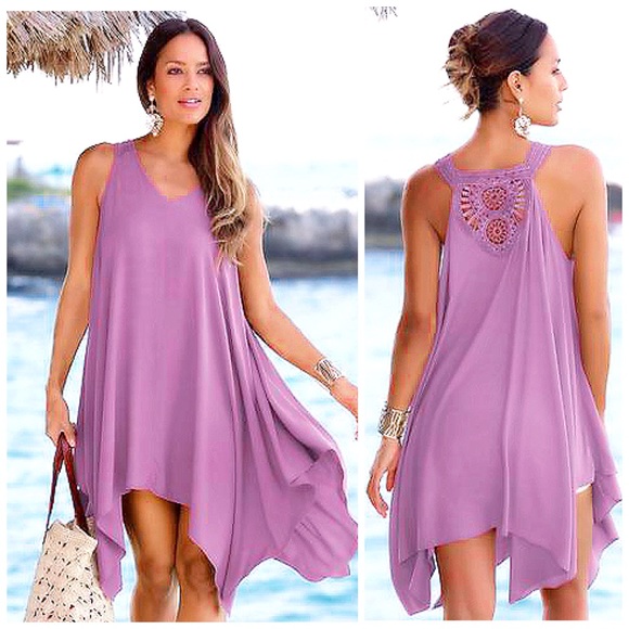 Dresses | Nwt Lavender Handkerchief Hem Crochet Sundress | Poshmark